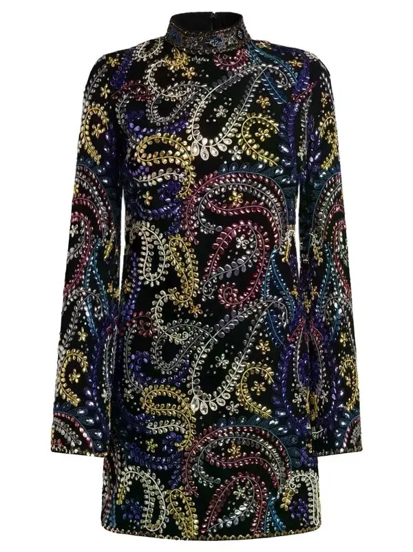 Etro Paisley-embroidered Mini Dress - Black