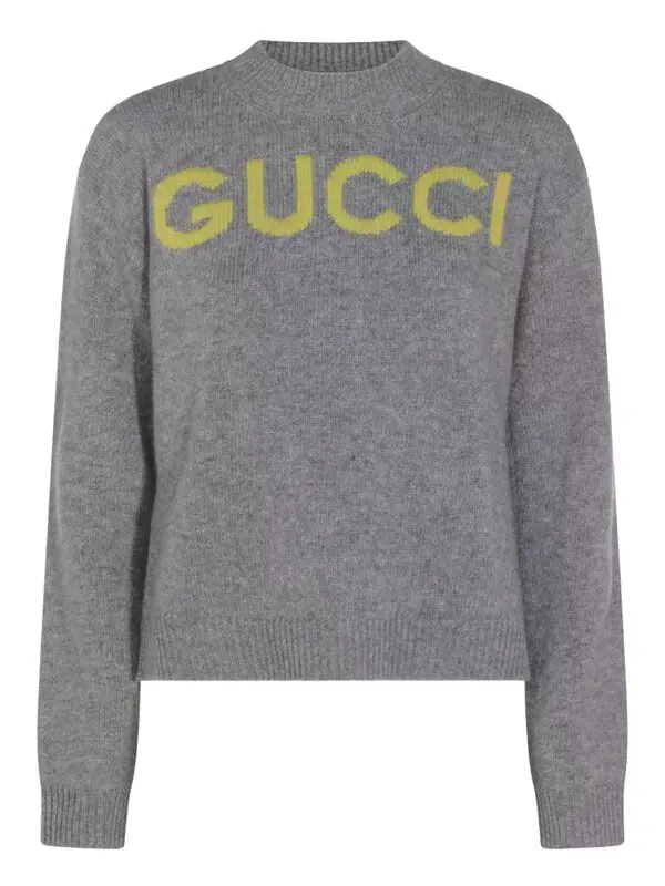Gucci Intarsia-knit Logo Sweater - Grey