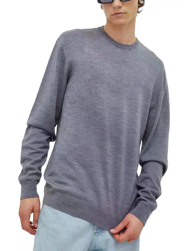 LES DEUX Crew-neck Embroidered Sweater - Grey