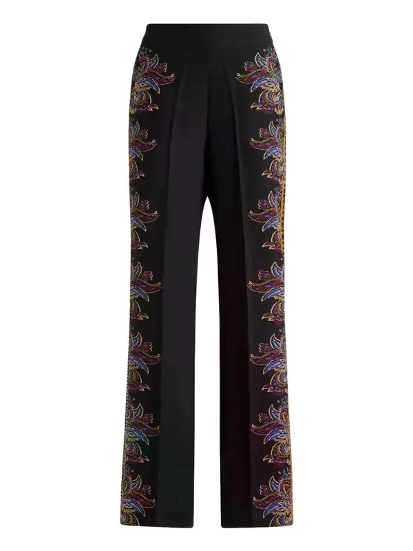 Etro Pressed Crease Paisley Trousers - Black