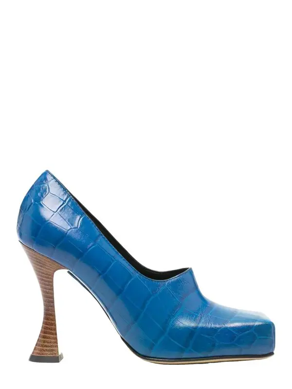 Moschino 100mm Crocodile-effect Pumps - Blue