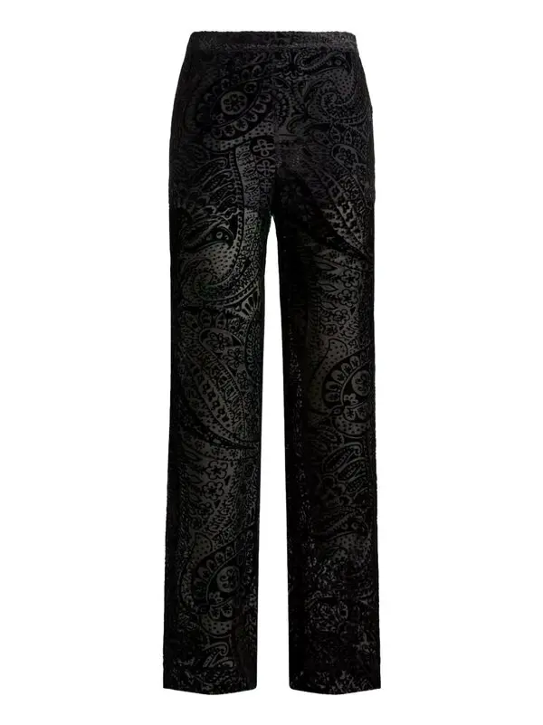 Etro Velvet Floral Trousers - Black