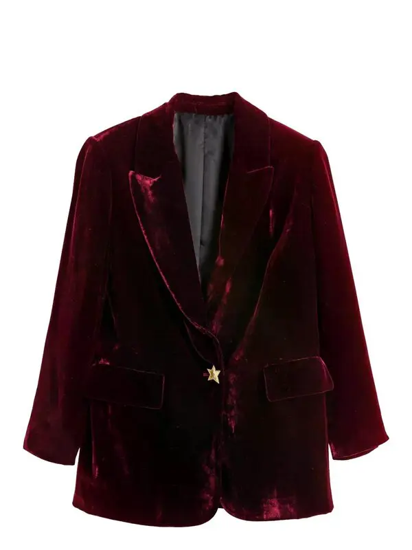 Chinti & Parker Star-detail Velvet Blazer - Red