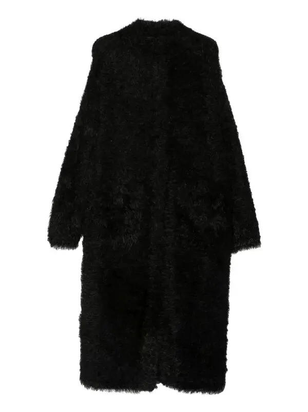 Emporio Armani Fur-effect Oversized Coat - Black