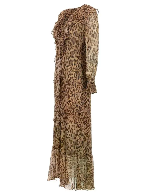 Rixo Grayce Ruffled Animal-print Dress - Brown