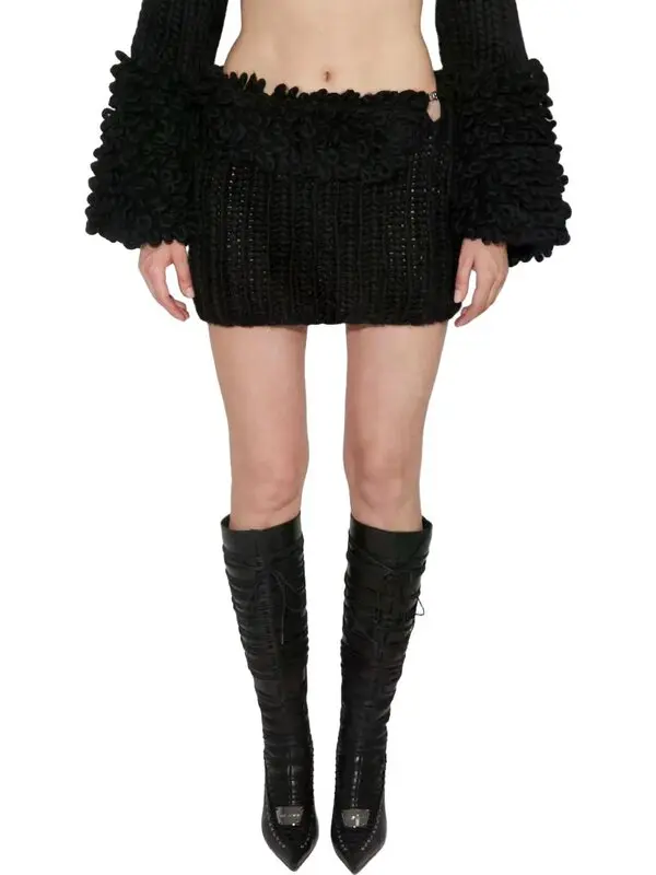MISBHV Knitted Mini Skirt With Logo Hardware - Black