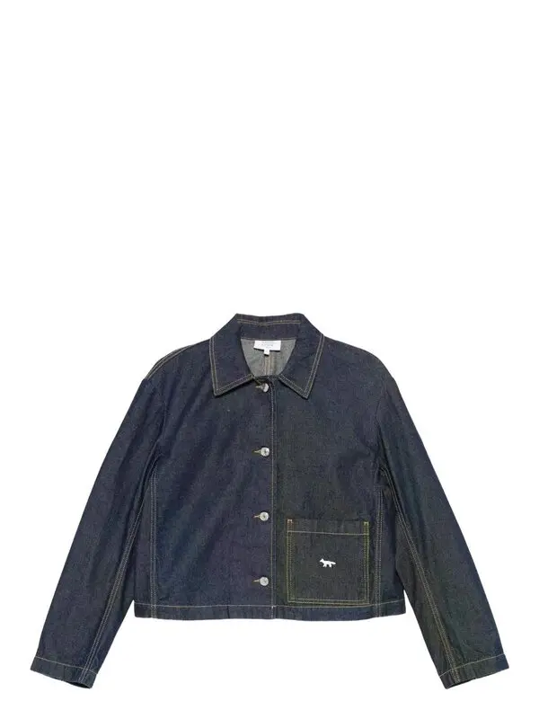 Maison Kitsuné Cropped Denim Jacket - Blue