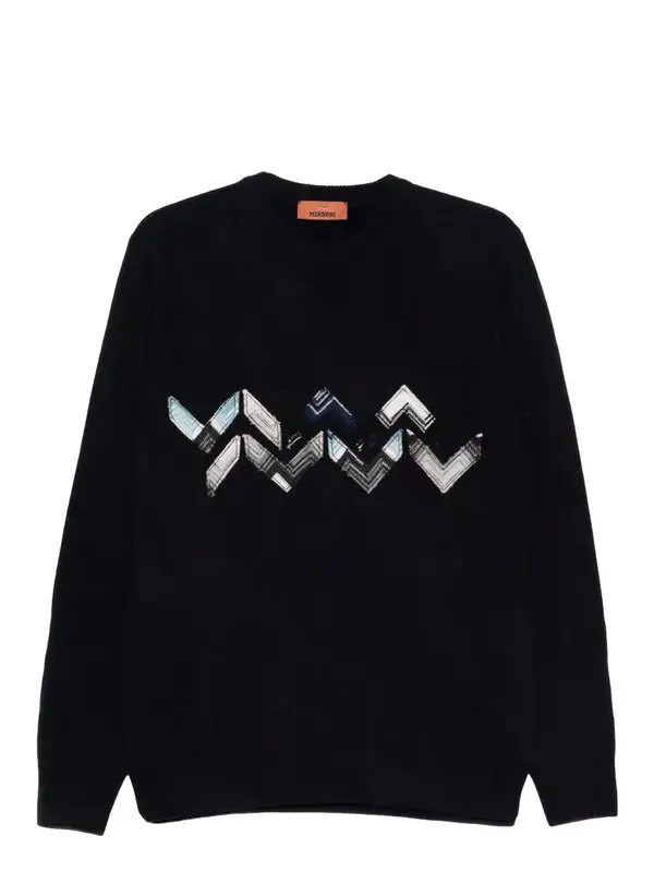 Missoni Zigzag-detail Wool Sweater - Blue