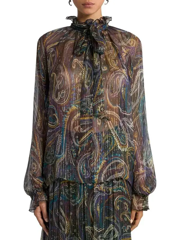 Etro Paisley Silk Blouse - Purple