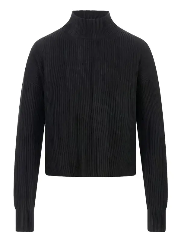 Max Mara Ribbed Funnel-neck Sweater - Black
