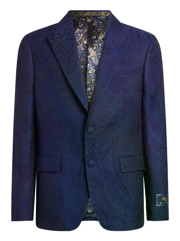 Etro Jacquard Paisley Single-breasted Jacket - Blue