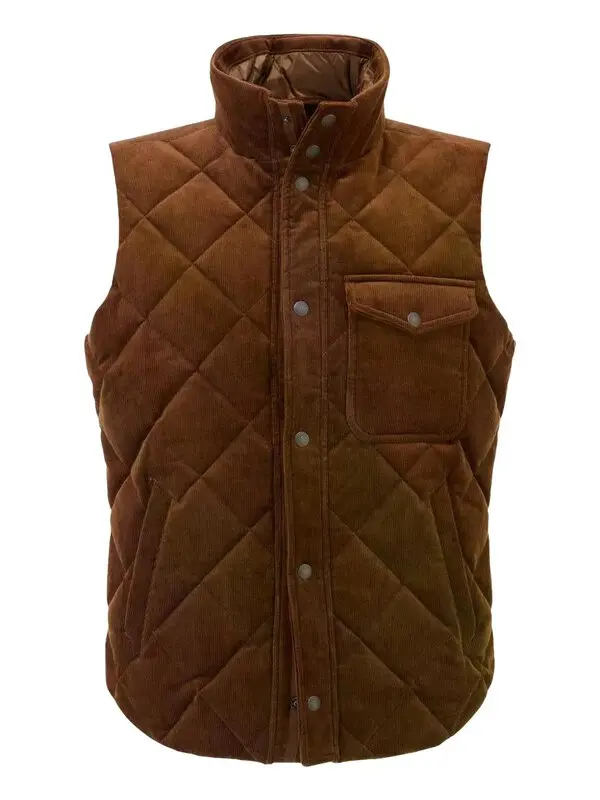 Boggi Milano Padded Velvet Gilet - Brown