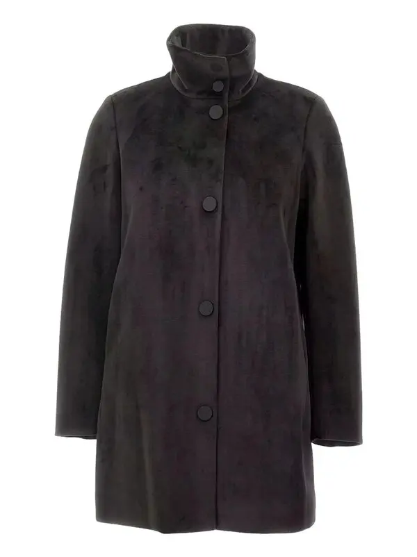 RRD Buttoned High-neck Coat - Brown