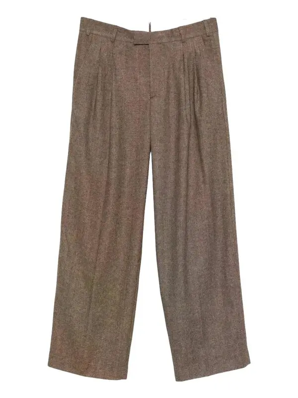 A PAPER KID Herringbone Trousers - Brown