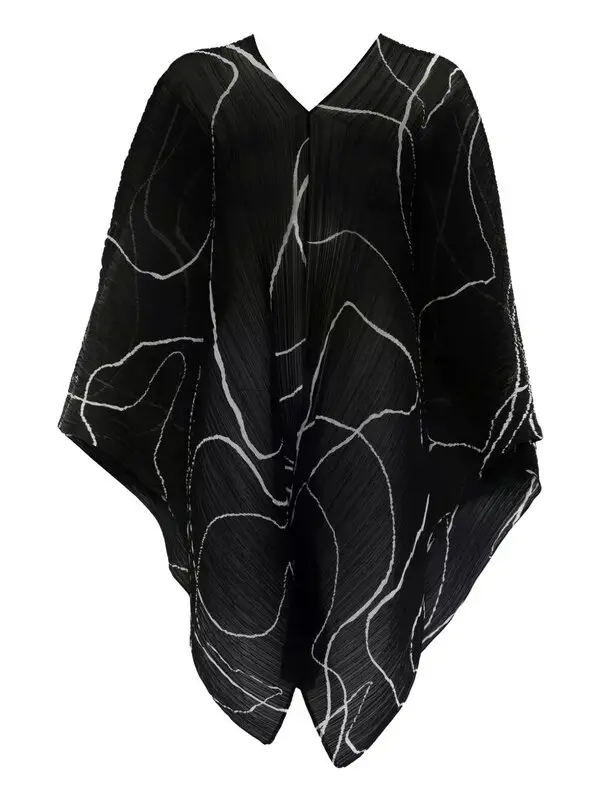 Issey Miyake Abstract-pattern Pleated Blouse - Black