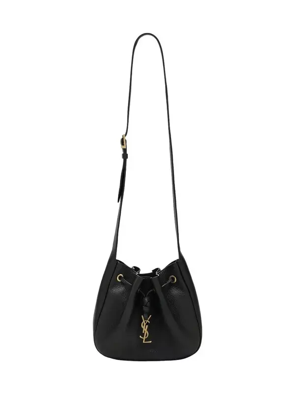 Saint Laurent Logo-plaque Drawstring Crossbody Bag - Black