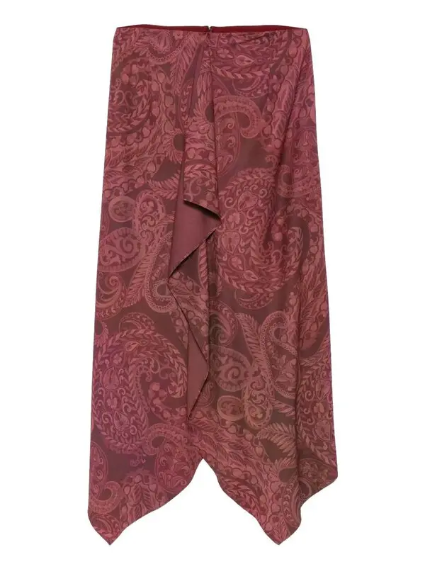 Etro Paisley-print Ruffled Skirt - Red