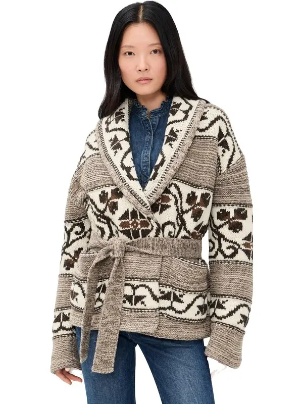 Ralph Lauren Wool-blend Shawl Collar Cardigan - Natural Multi