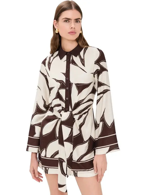 SEVEN WONDERS Arlette Sleeved Mini Dress - Arlette Chocolate/cream