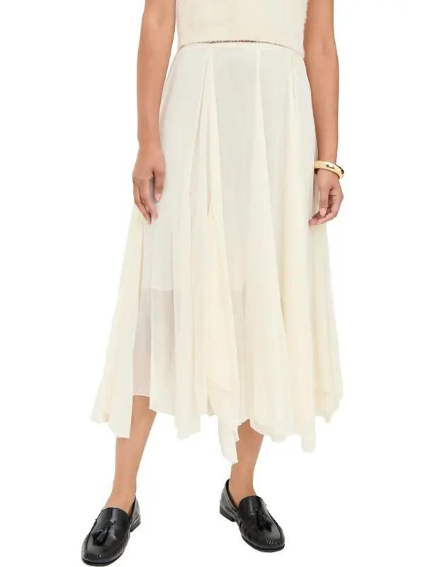 Pixie Market Asymmetric Midi Layered Skirt - Cream