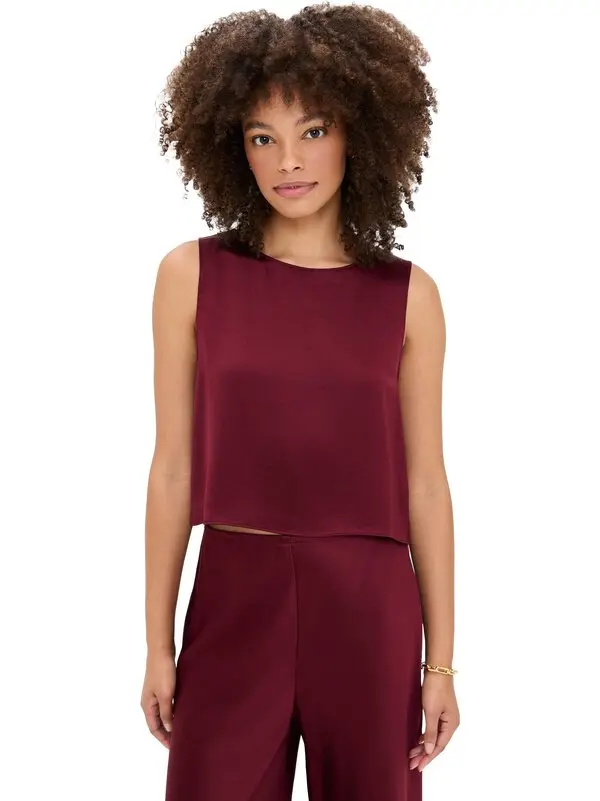 LESET Barb Crop Sleeveless Crew Tank - Bordeaux