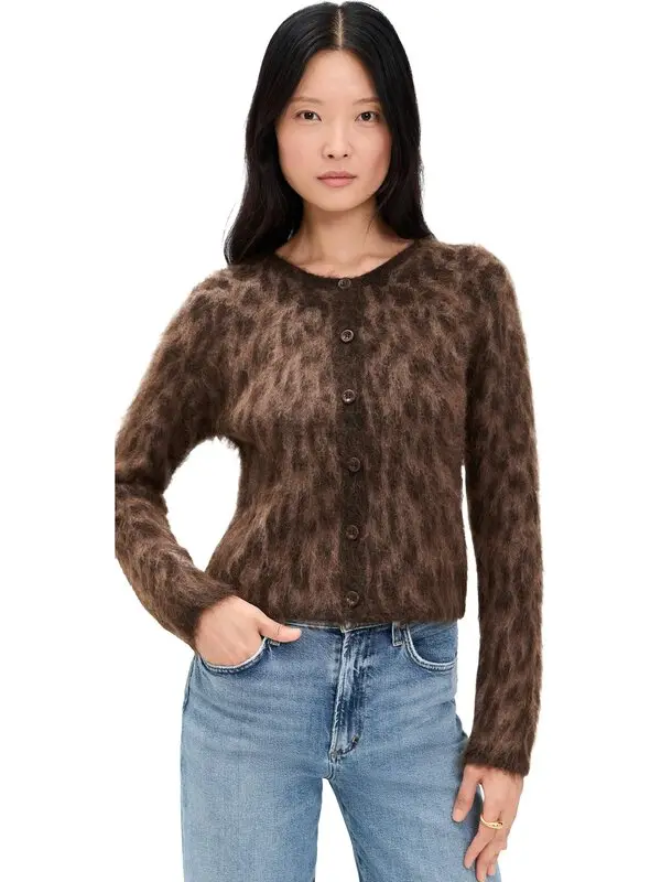Astr The Label Katria Leopard Print Cardigan - Brown Cheetah Print
