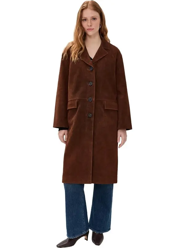 Madewell Single-breasted Suede Topcoat - Dark Roast