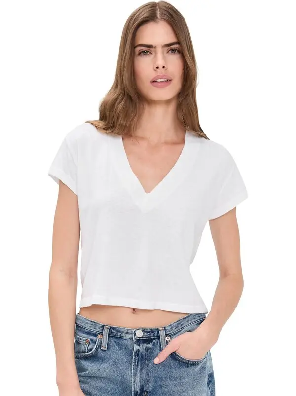PERFECTWHITETEE Alanis Recycled Cotton V-neck Tee - White