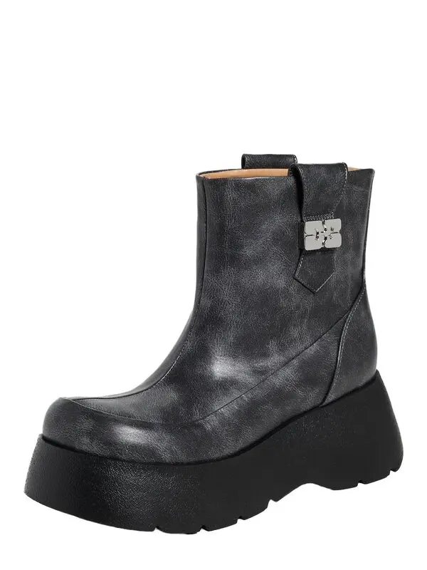 GANNI Kat Low Platform Boots - Ebony