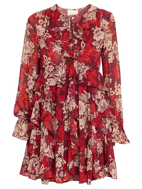 Cinq À Sept Gilded Paisley Mini Dress - Mulberry M