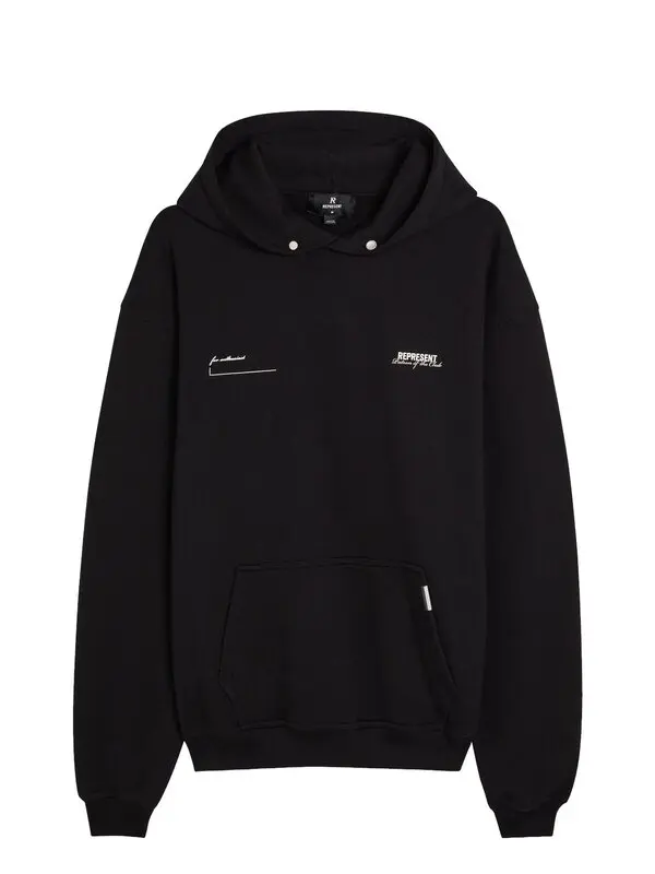 REPRESENT Patron Of The Club Logo Hooded Cotton Sweatshirt - Black