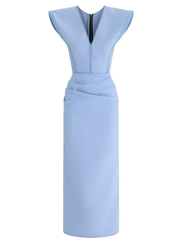 Maticevski Wingtip Crepe Maxi Dress - Blue
