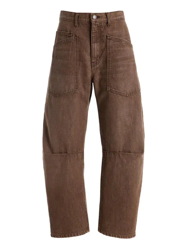 NILI LOTAN Shon Rigid Mid-rise Barrel-leg Jeans - Brown