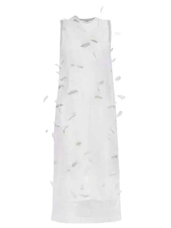 JIL SANDER Silk Dress With Feather Detail - White