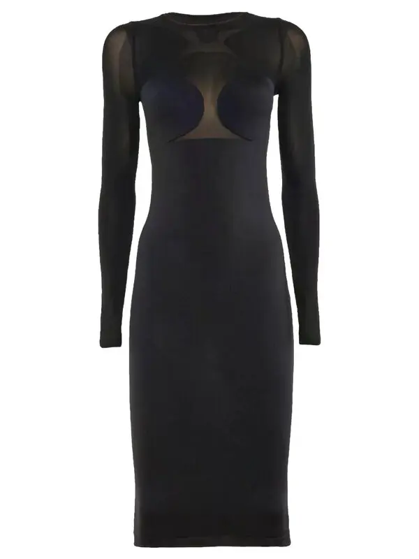 Wolford Sheer-paneled Long-sleeve Midi Dress - Black