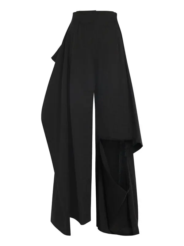 A.W.A.K.E. Mode Asymmetric Flax-blend Pants - Black