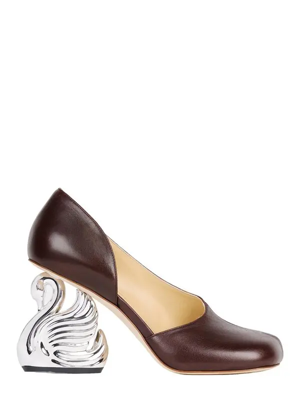 A.W.A.K.E. Mode Vesper Shoes With Sculptural Swan Heel - Multi