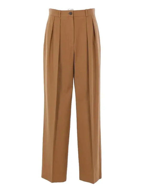 THE ROW Wide-leg Cotton-cashmere Trousers - Dark Sand