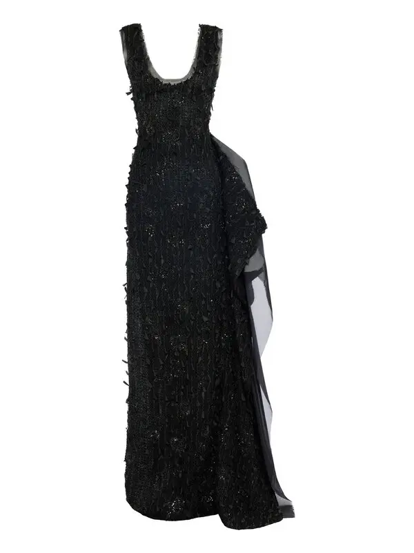 A.W.A.K.E. Mode Beaded Silk-blend Tank Maxi Dress - Black