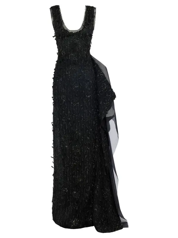 A.W.A.K.E. Mode Beaded Silk-blend Maxi Dress - Black