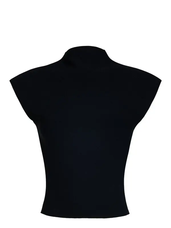 A.W.A.K.E. Mode Knitted Sleeveless Top With High Neck - Black