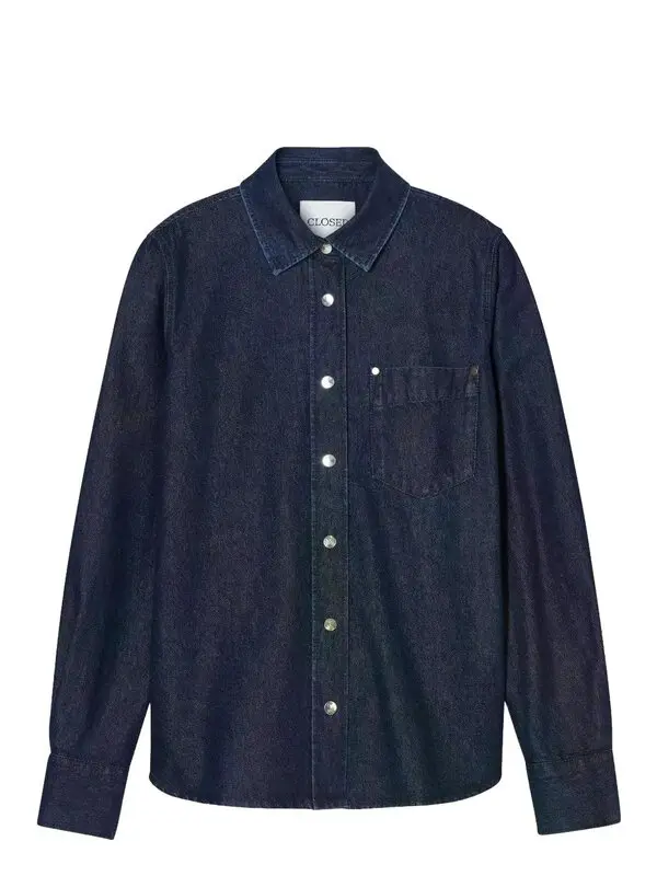 Closed Button-fastening Pocket Shirt - Blue