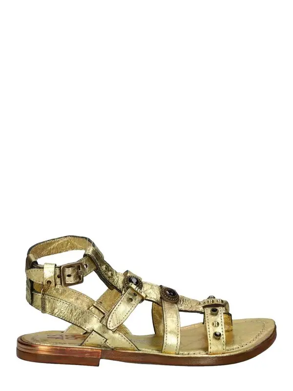 A.S.98 Grant Studded Buckled Flat Sandals - Gold