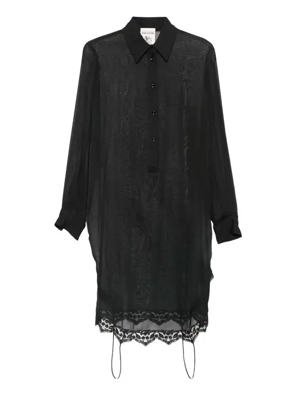 SEMICOUTURE Lace Trim Shirt - Black
