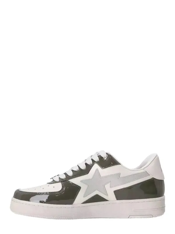 A BATHING APE Sta Logo-patch Leather Sneakers - Grey