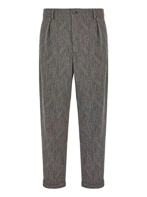 Giorgio Armani Pleated-front Textured Trousers - Grey