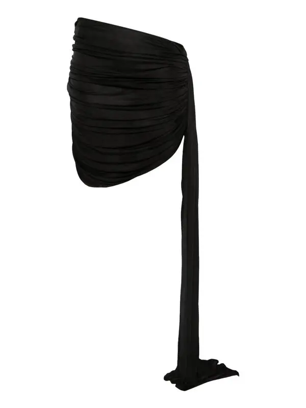 David Koma Ruched Asymmetric Mini Skirt - Black