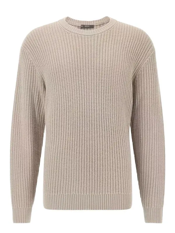 Boggi Milano Waffle-knit Crew-neck Sweater - Neutrals