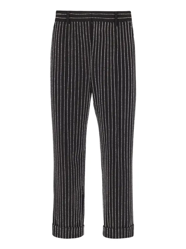 Balmain Crystal Stripe Straight-fit Pants - Black/crys