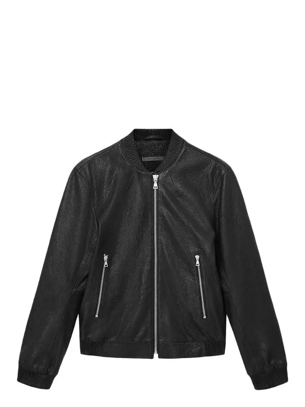 John Varvatos Xavier Leather Bomber Jacket - Black